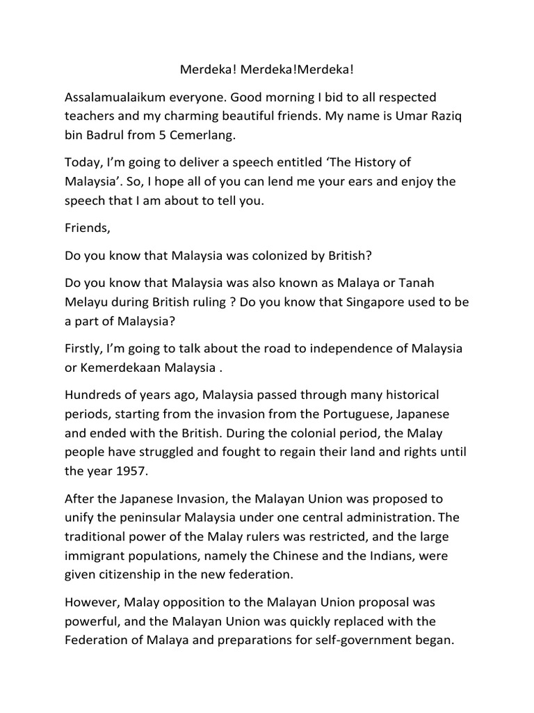 Merdeka Speech | PDF | Malaysia | Southeast Asia