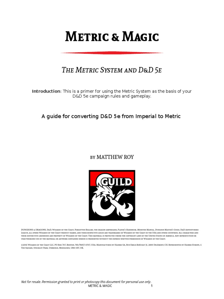 Metric & Magic The Metric System and 5e (9051451) | PDF | Dungeons ...