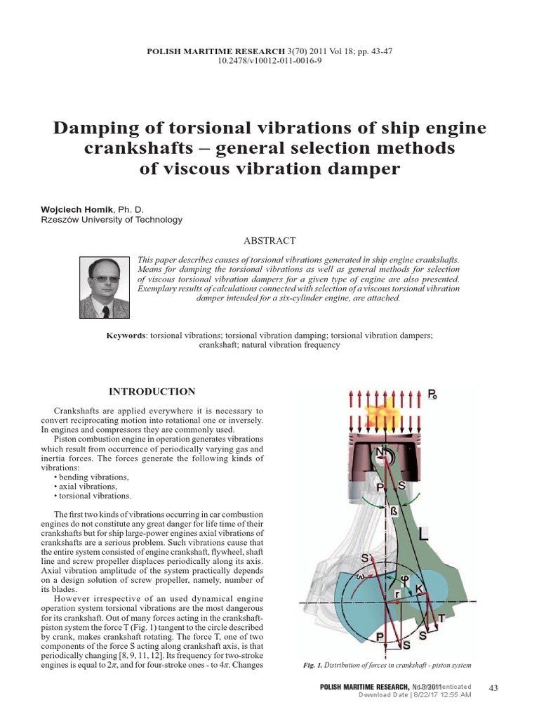 (Polish Maritime Research) Damping of Torsional Vibrations of Ship ...