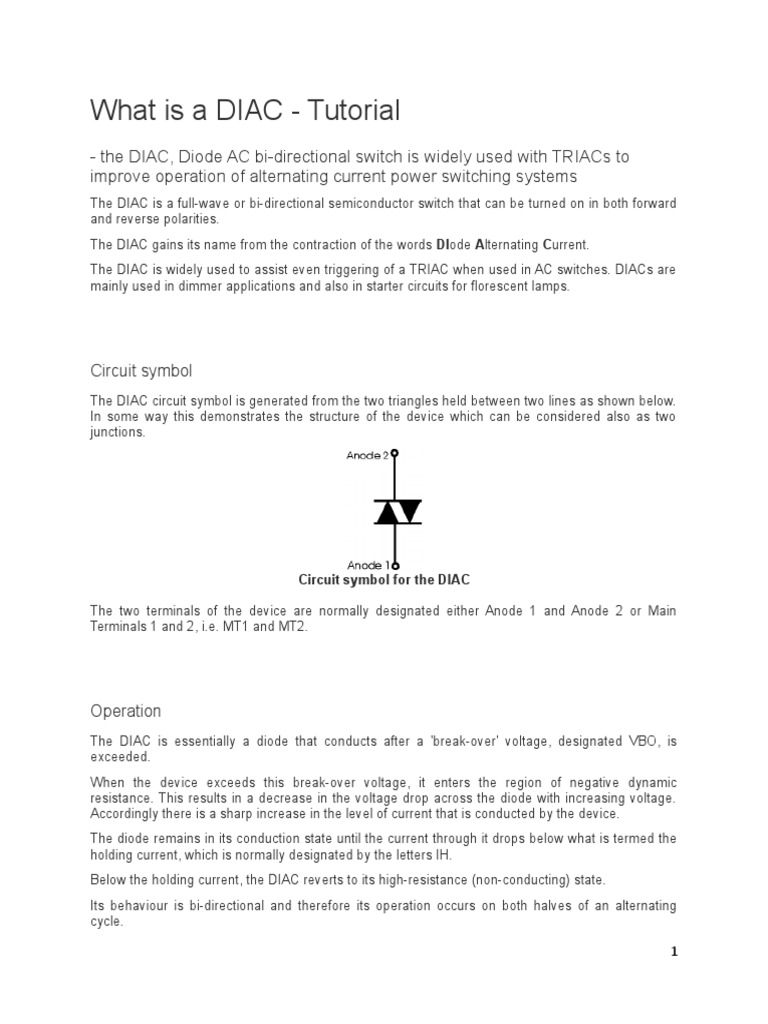 What Is A DIAC - Tutorial | PDF | Multiplexing | Electronics