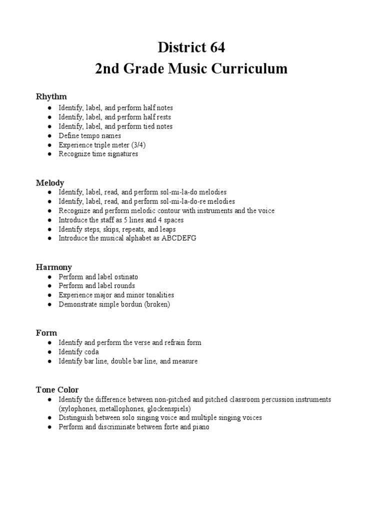 2nd Grade Music Curriculum | PDF
