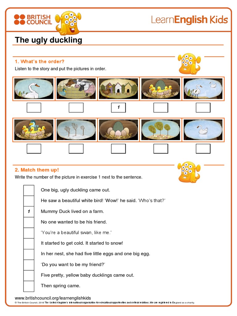 story-time-the-ugly-duckling-worksheet.pdf | The Ugly Duckling | Duck