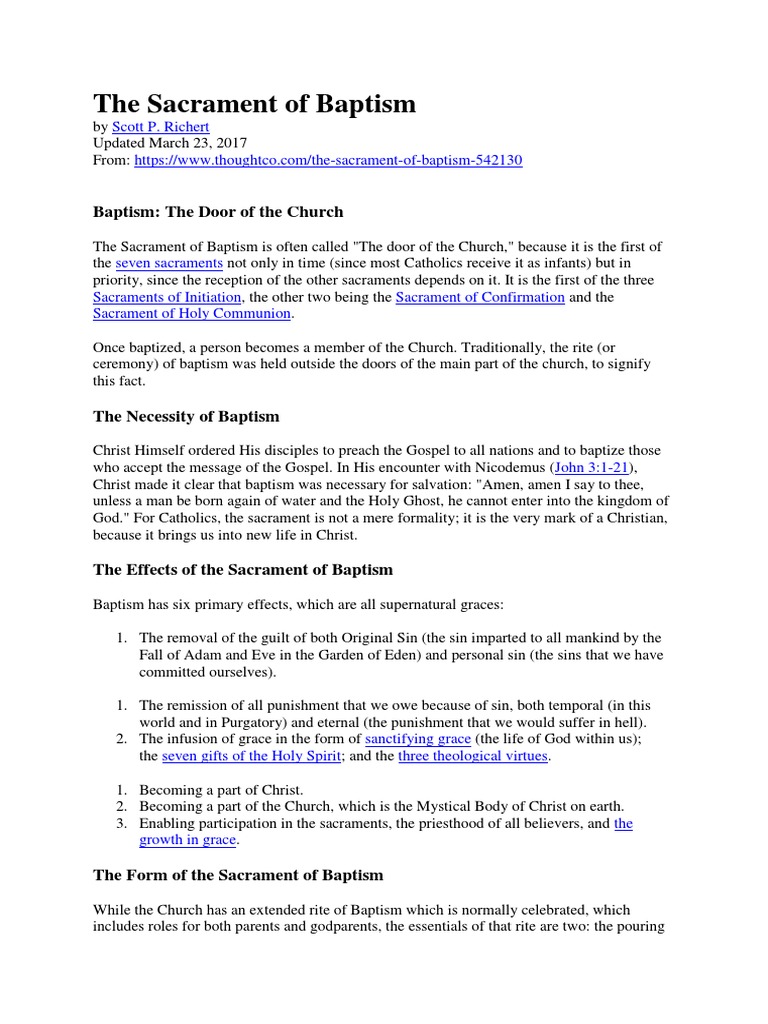 The Sacrament of Baptism | PDF | Baptism | Lutheranism