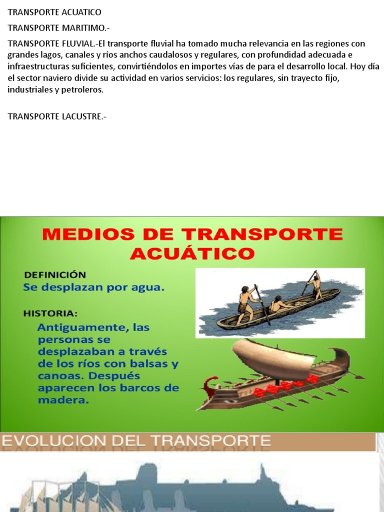 Evolución y Tipos de Transporte Acuático | PDF | Río | río Amazonas