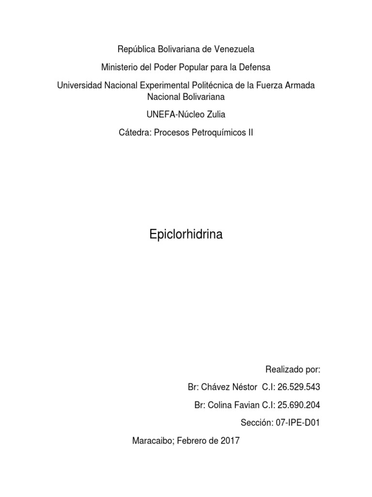 Epiclorhidrina | PDF | Solvente | Compuestos químicos