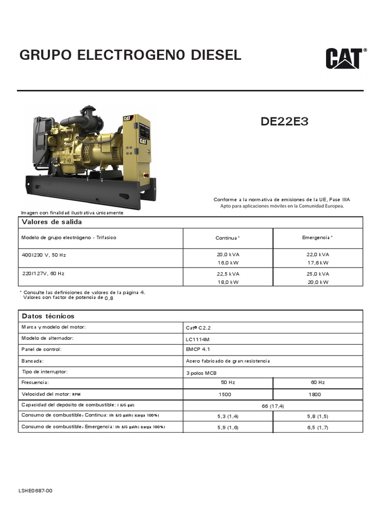 Caterpillar DE22E3 18kW | PDF | Energia electrica | Cantidades fisicas