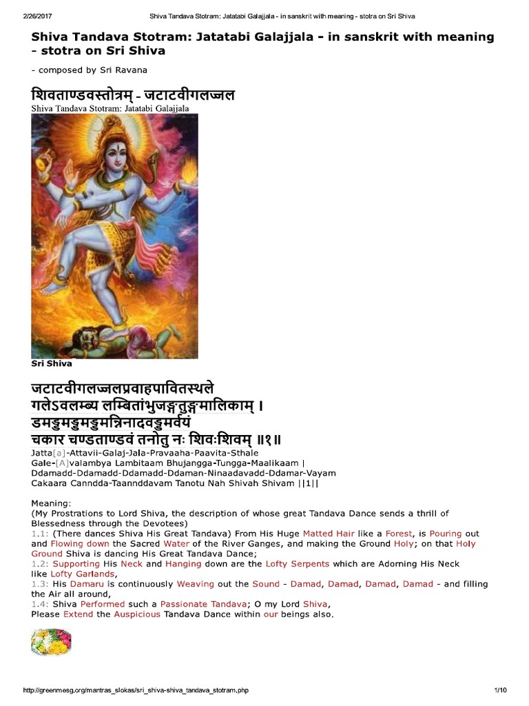 Shiva Tandava Stotram PDF | PDF | Hindu Literature | Hindu Philosophy