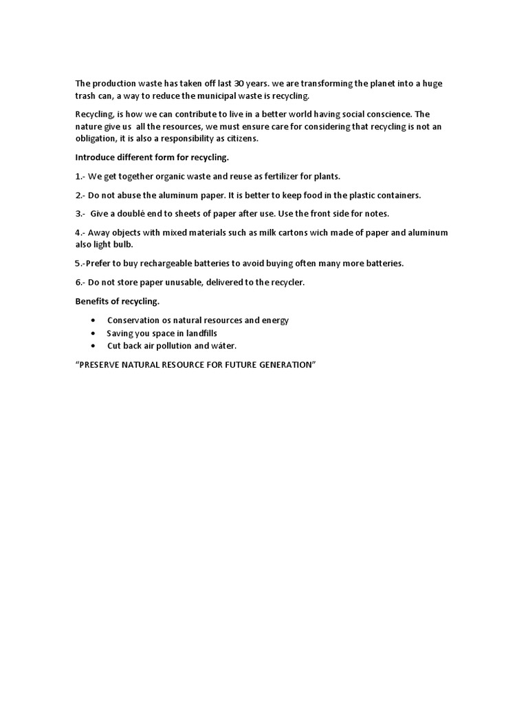 Introduce Different Form For Recycling | PDF