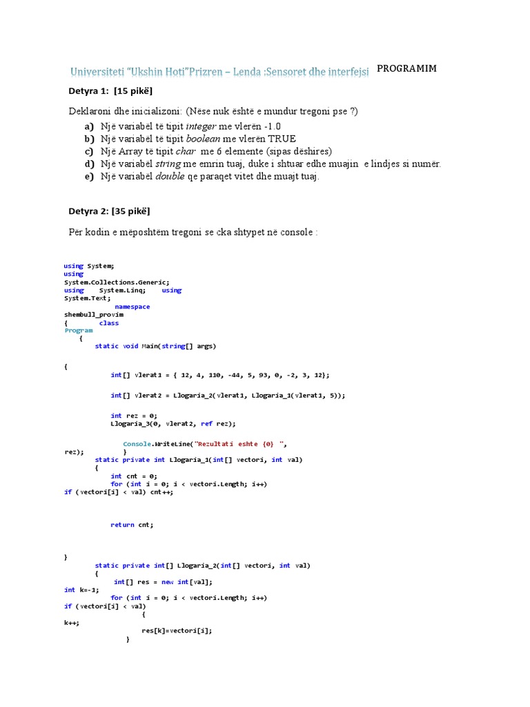 Pytje Pergjigje Per Shkenca Kompjuterike Drejtimi Tit | PDF