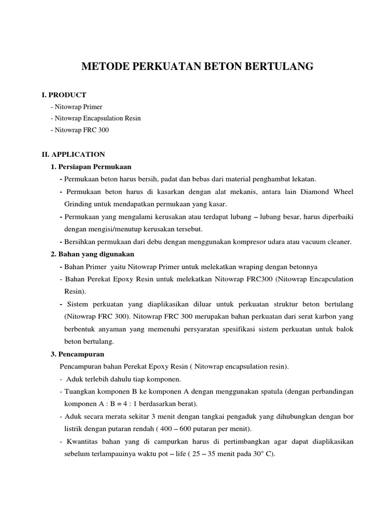 Metode Perkuatan Beton Bertulang-Nitowrap | PDF