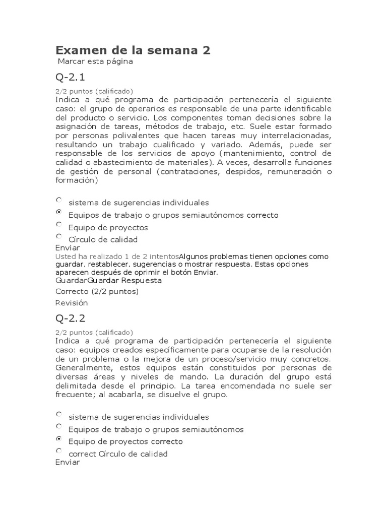 Evaluacion y Respuestas Modulo 2 | PDF | Calidad (comercial) | Toma de decisiones