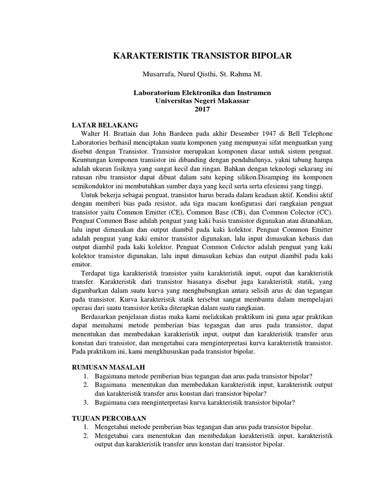 Karakteristik Transistor Bipolar | PDF