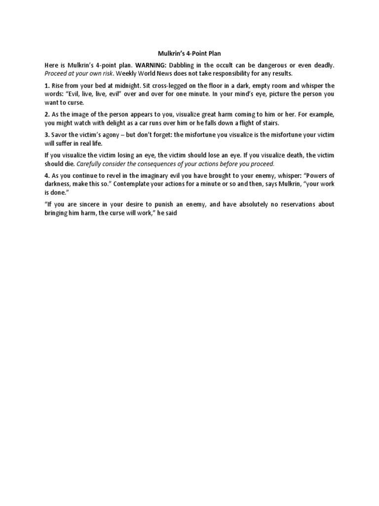 Mulkrin's 4-Point Plan | PDF