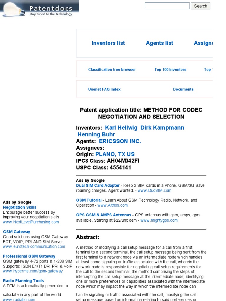 Method For Codec Negotiatio.. | PDF | Session Initiation Protocol | Computer Network