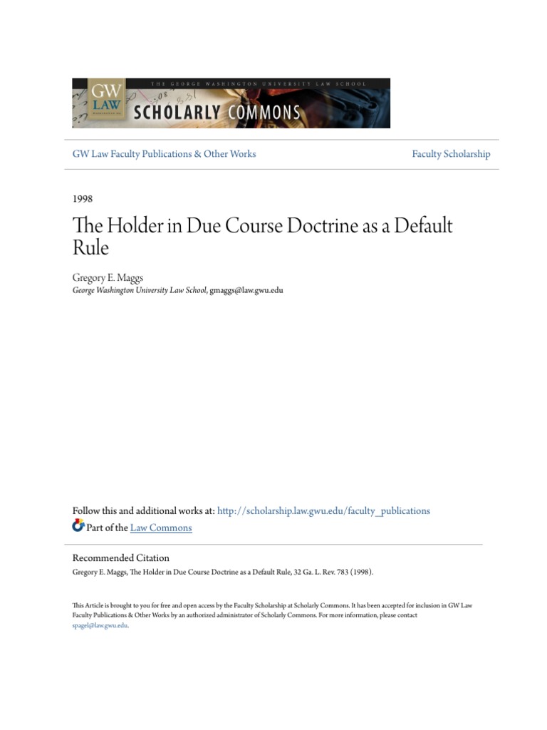 Holder in Due Course Doctrine Explained | PDF | Assignment (Law ...