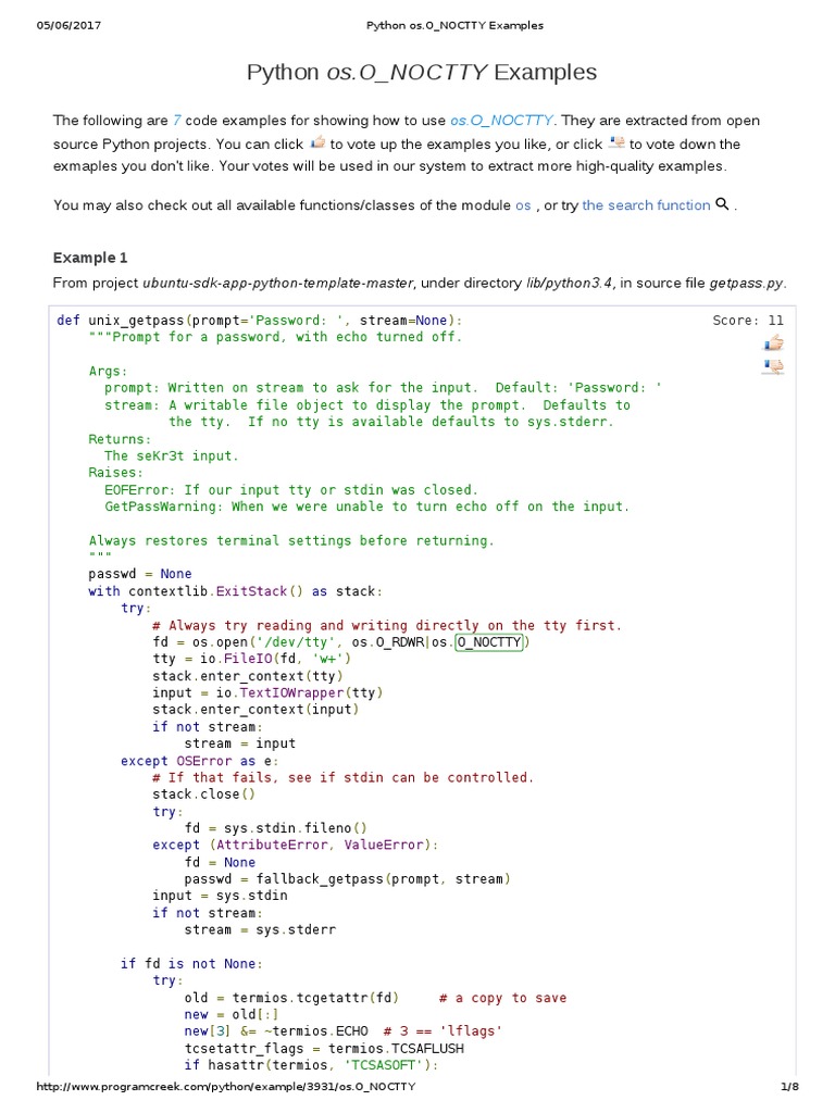 Python Os.o - NOCTTY Examples | PDF | Computer Terminal | Software ...