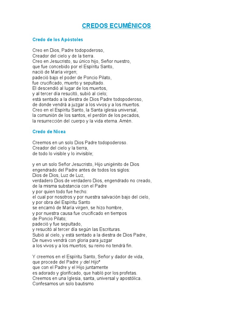 Credos Ecuménicos y su Significado | PDF | espíritu Santo | Trinidad