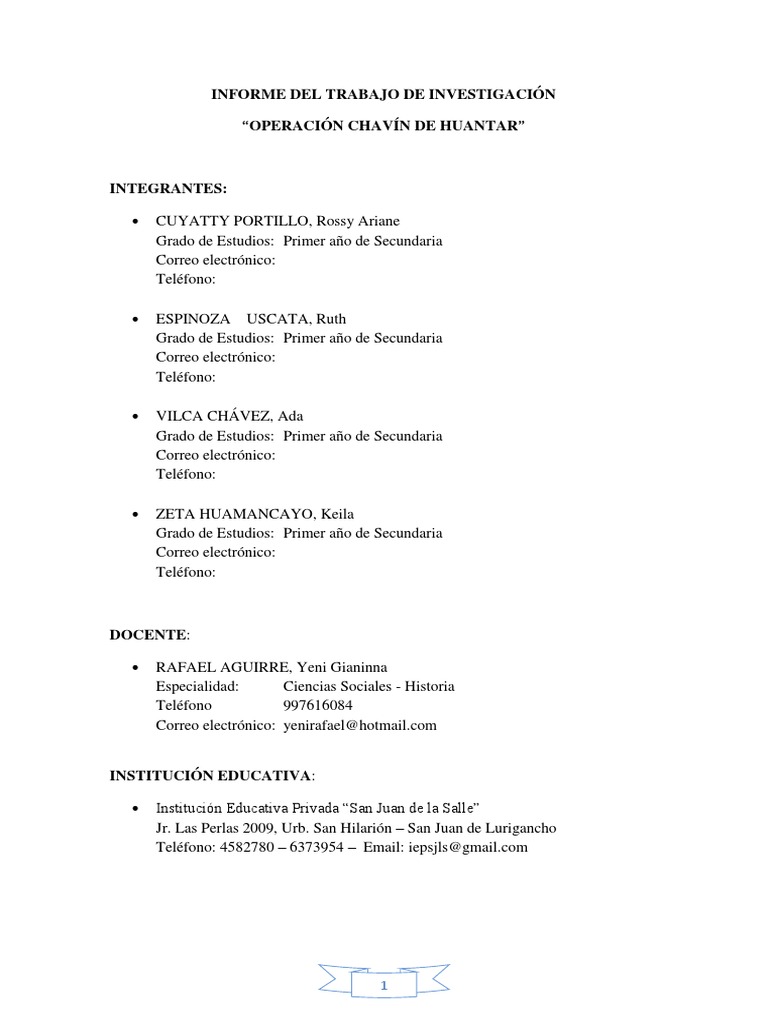 Informe Chavin de Huantar | PDF | Abusos de derechos humanos | Militar