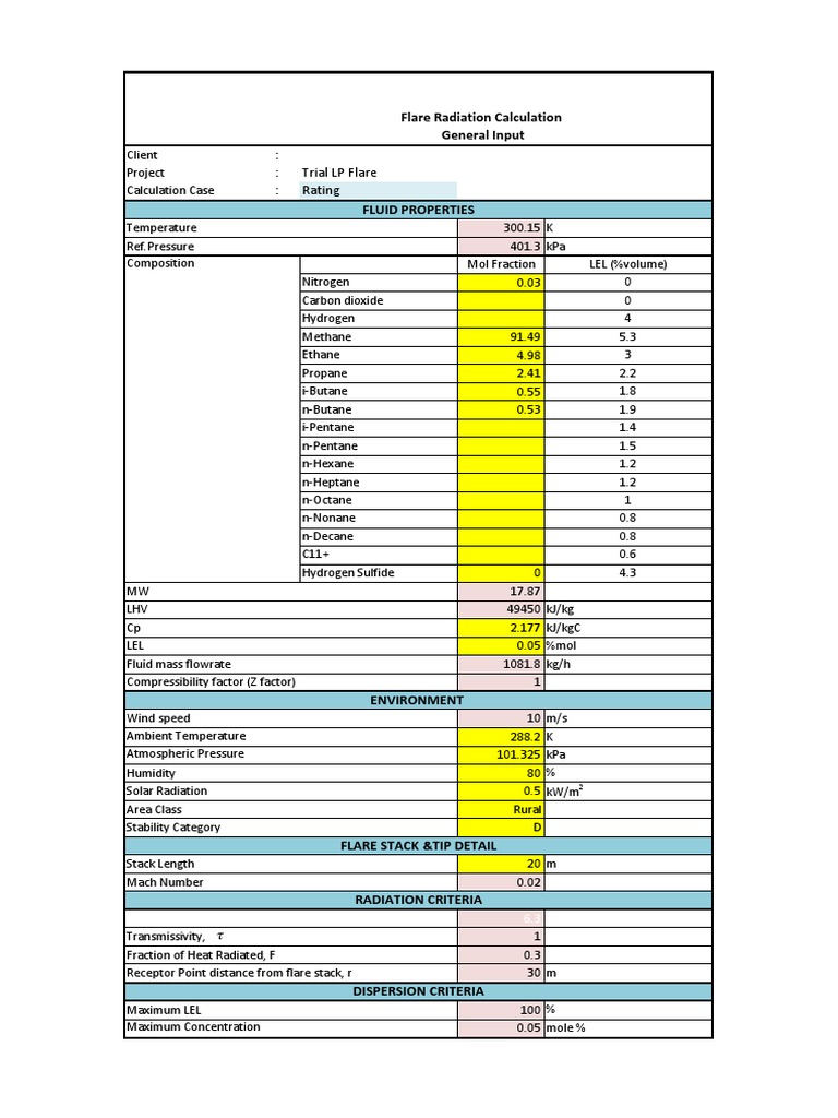 Flare Radiation and Dispersion Analysis | PDF | Methane | Hydrogen