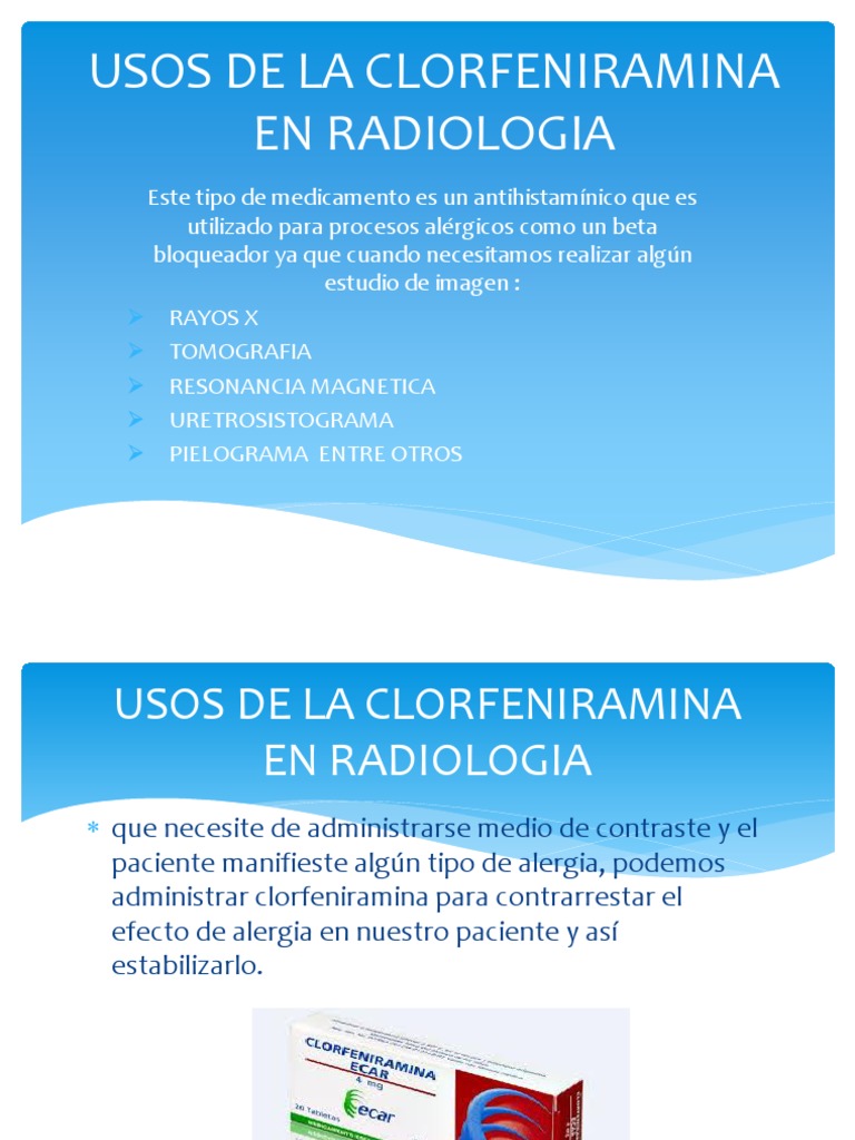Usos De La Clorfeniramina En Radiologia | Farmacología | Tratamientos ...