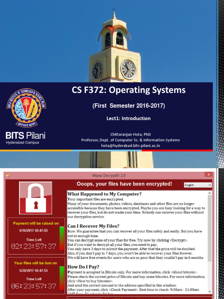 CS F372: Operating Systems: BITS Pilani | PDF | Operating System | Thread (Computing)