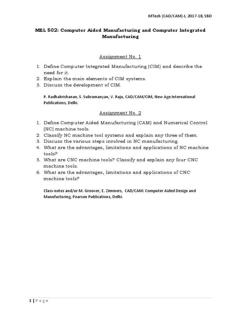 CIM and CAM Course Syllabus | PDF