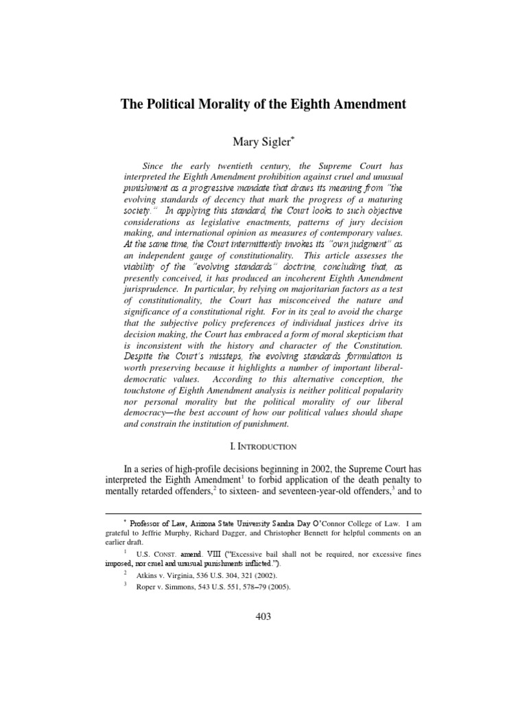 The Political Morality of The Eighth Amendment | PDF | Eighth Amendment ...