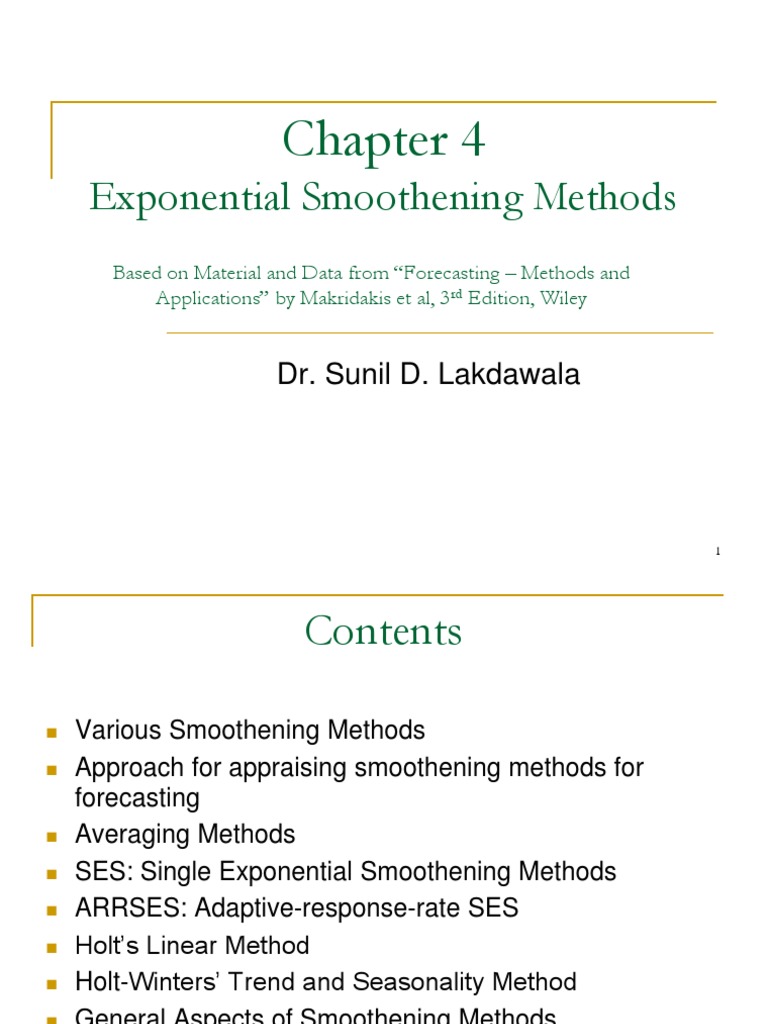 Exponential Smoothing Methods Explained | PDF | Forecasting | Statistical Analysis