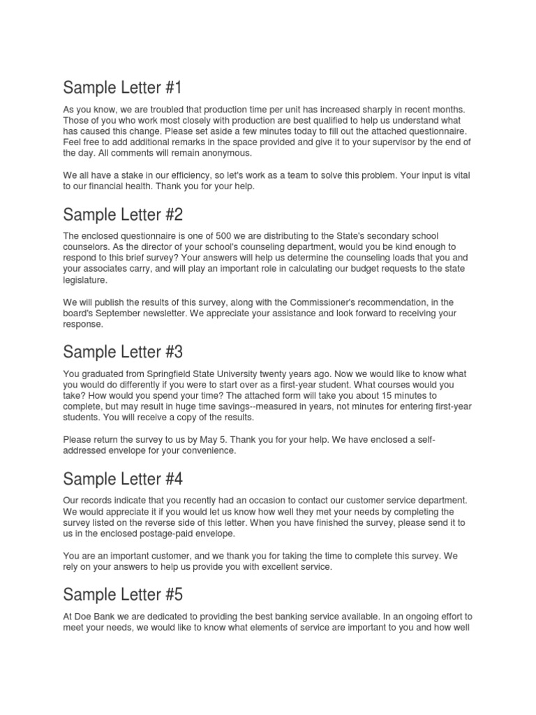 Sample Letter Request For Response To A Survey | Envelope | Survey ...