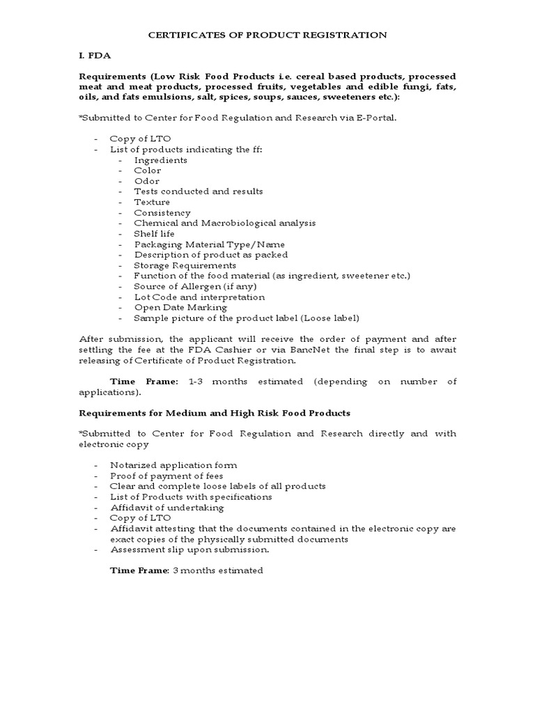 CPR List - FDA Philippines | Pro Forma | Food And Drug Administration