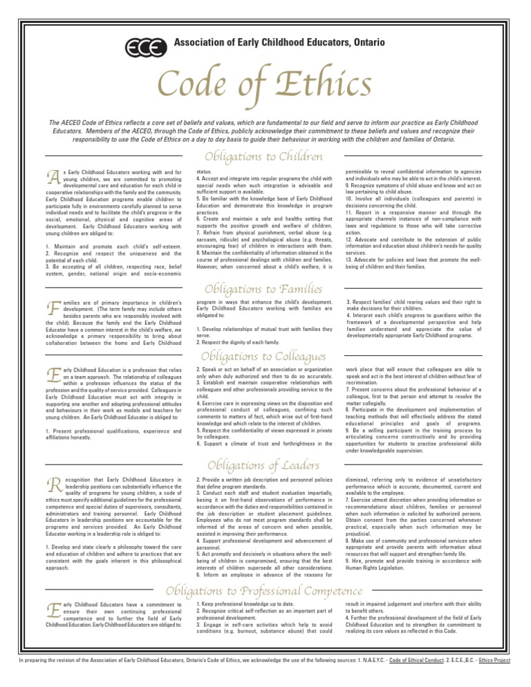 Code of Ethics | Family | Early Childhood Education