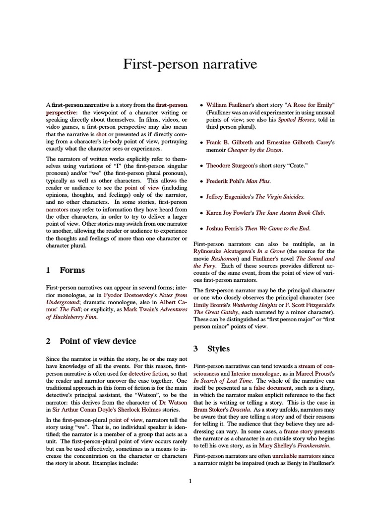 First Person Point Of View Example