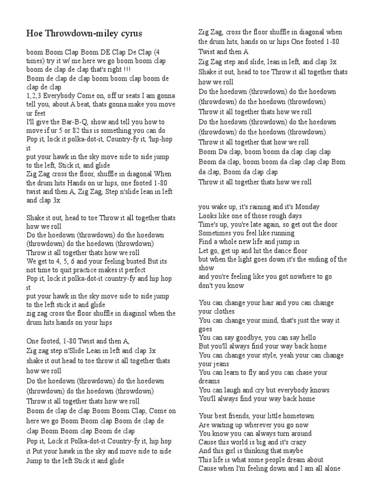 Instructions and lyrics for Miley Cyrus' 'Hoedown Throwdown' dance and ...