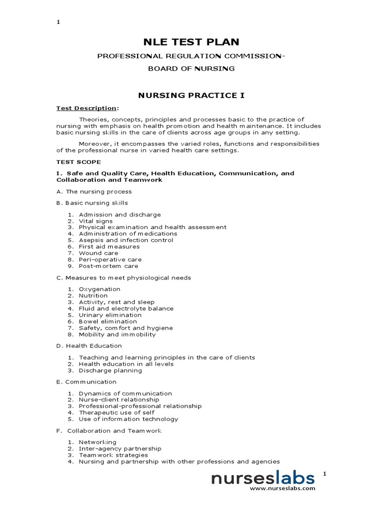Nle Test Plan: Nursing Practice I | Download Free PDF | Cerebrum ...