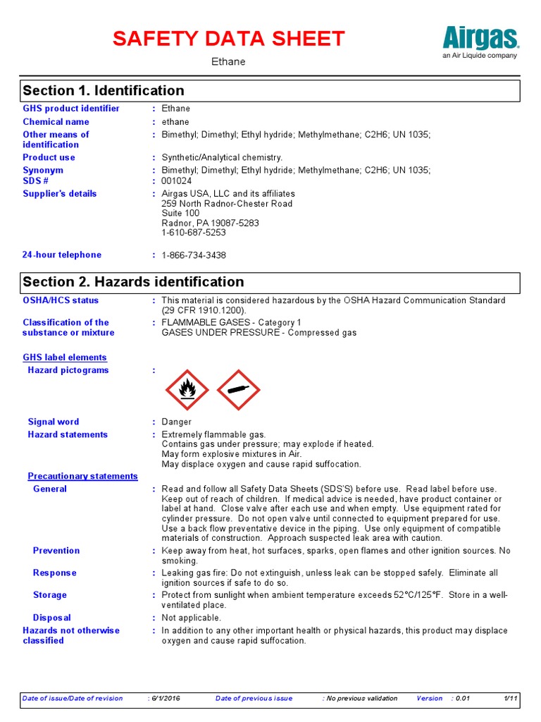 Safety Data Sheet: Section 1. Identification | PDF | Dangerous Goods ...