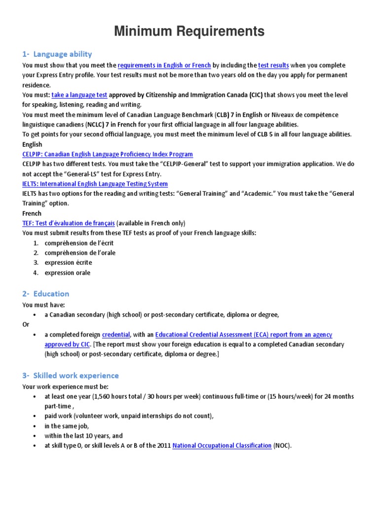 Minimum Requirements: 1-Language Ability | PDF | International English ...