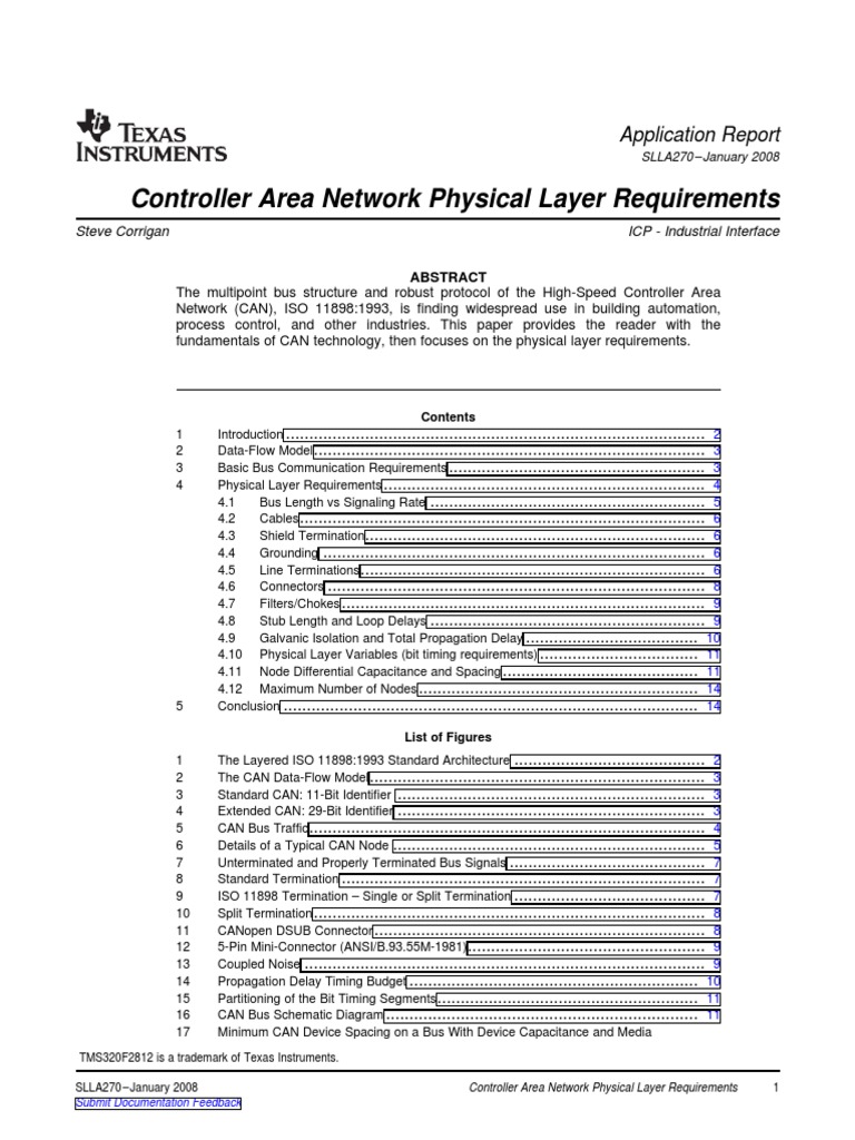 Controller Area Network Physical Layer Requirements: Application Report ...