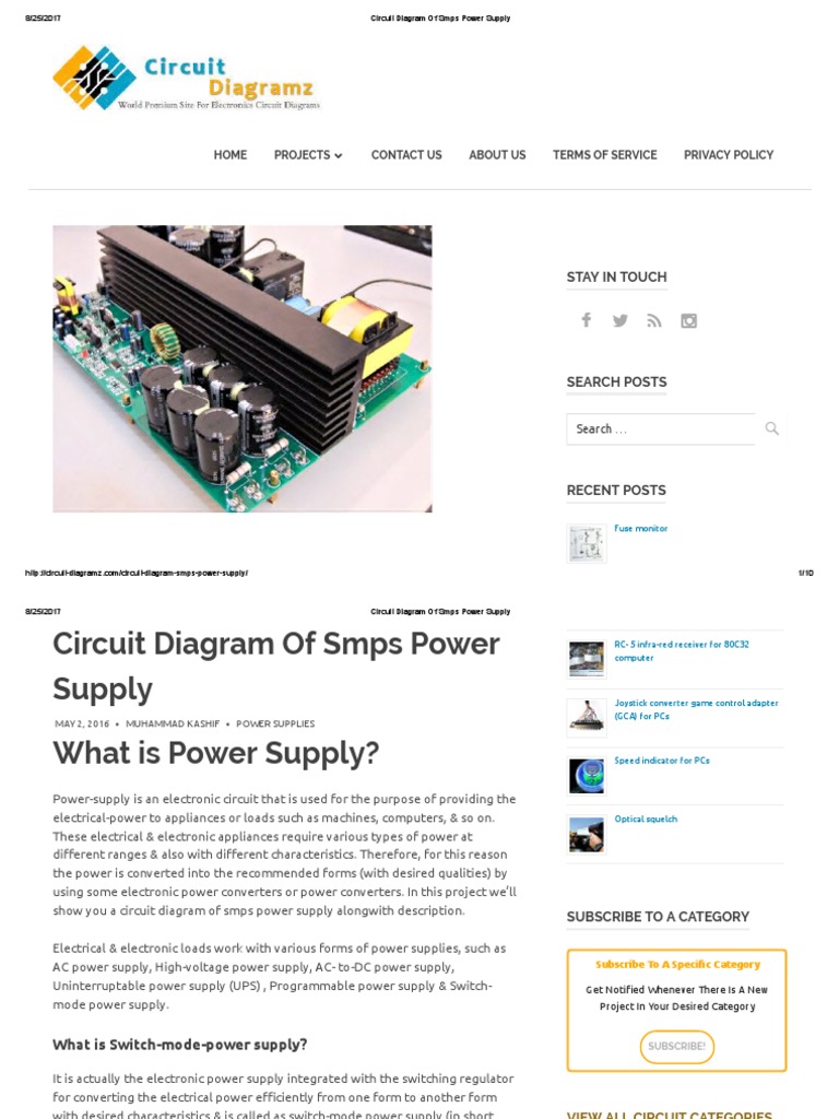 Circuit Diagram of Smps Power Supply Is An Electronic Circuit | PDF ...