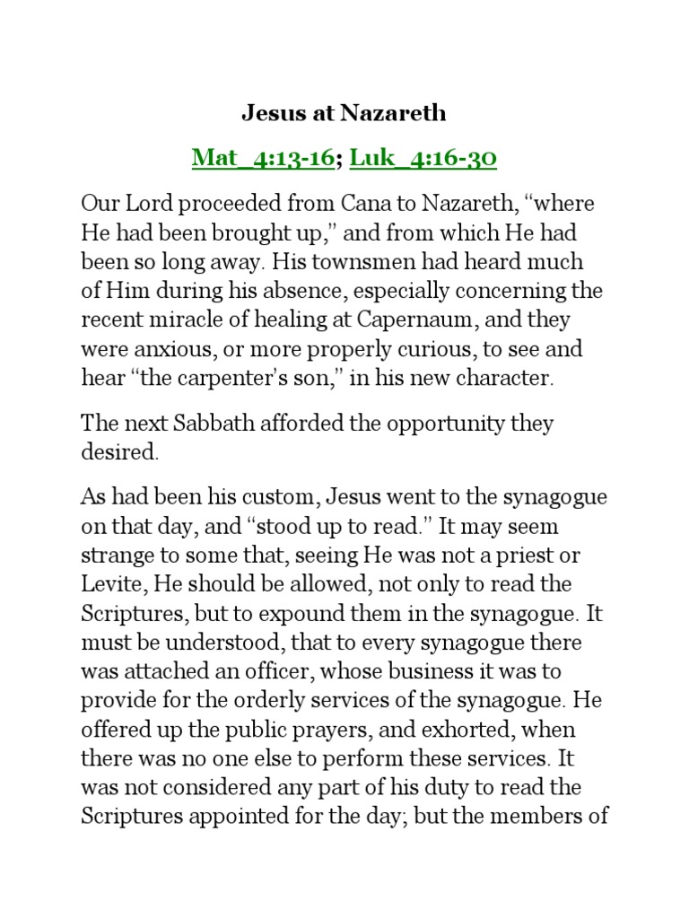 Jesus at Nazareth | PDF | Miracle | Jesus