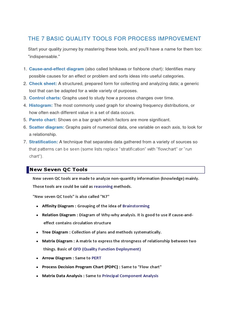 The 7 Basic Quality Tools For Process Improvement: Cause-And-Effect Diagram | PDF