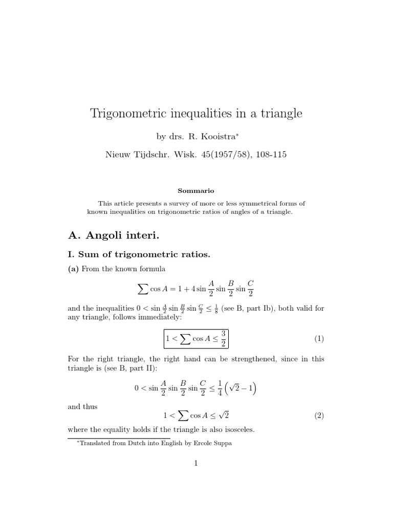 Kooistra_Trigonometric Inequalities in a Triangle | Trigonometric ...