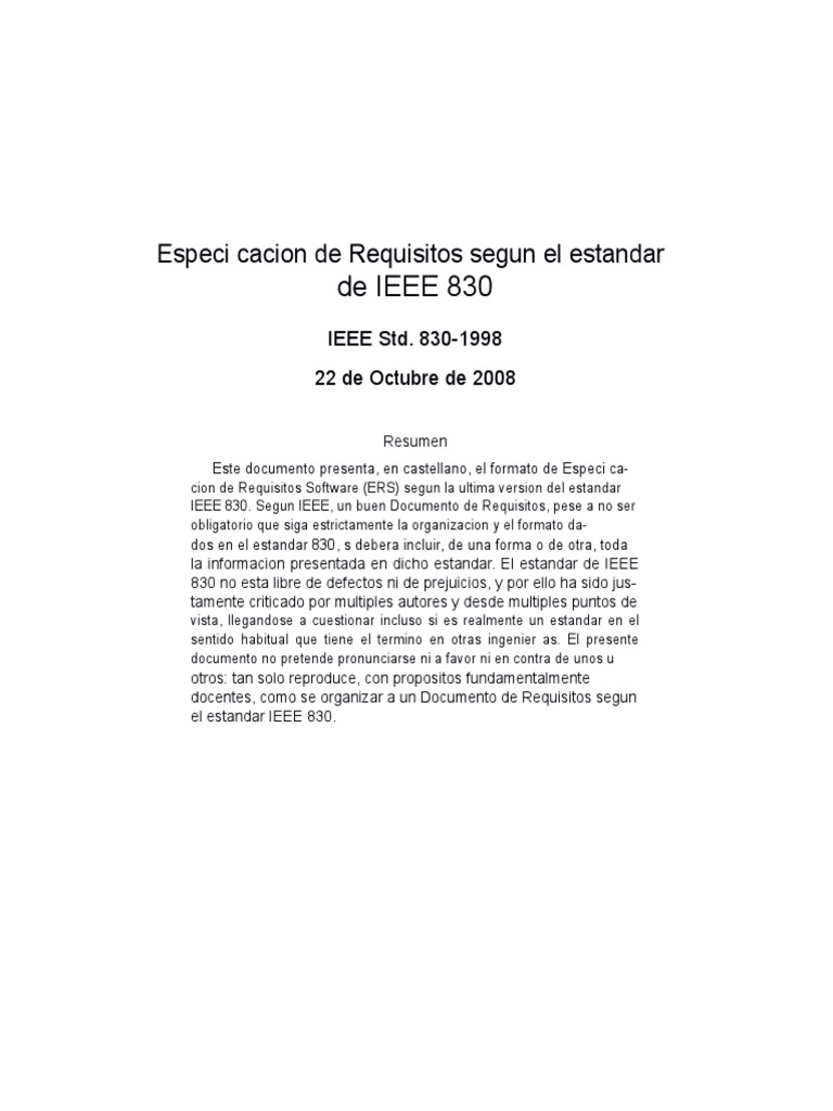 Formato ERS IEEE830 | PDF | Sistema operativo | Usuario (informática)