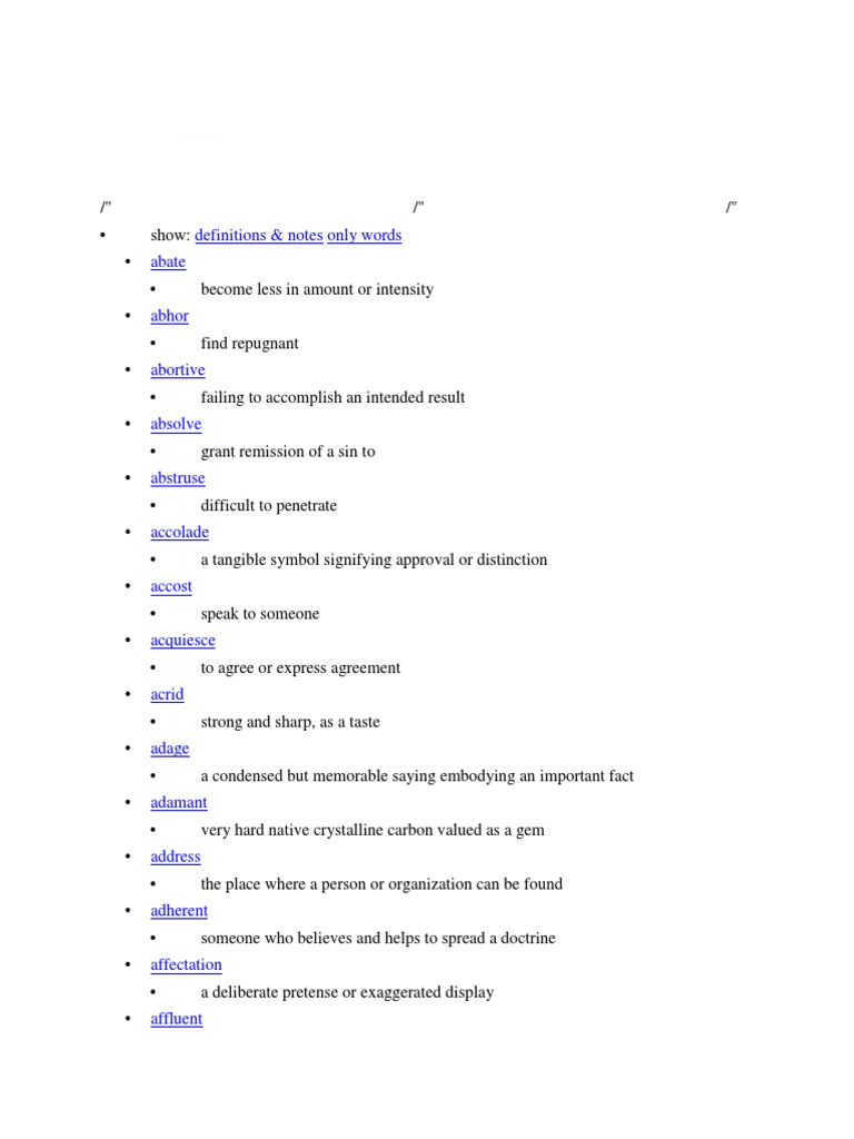 Definitions & Notes Only Words Abate | PDF | Science | Philosophical ...