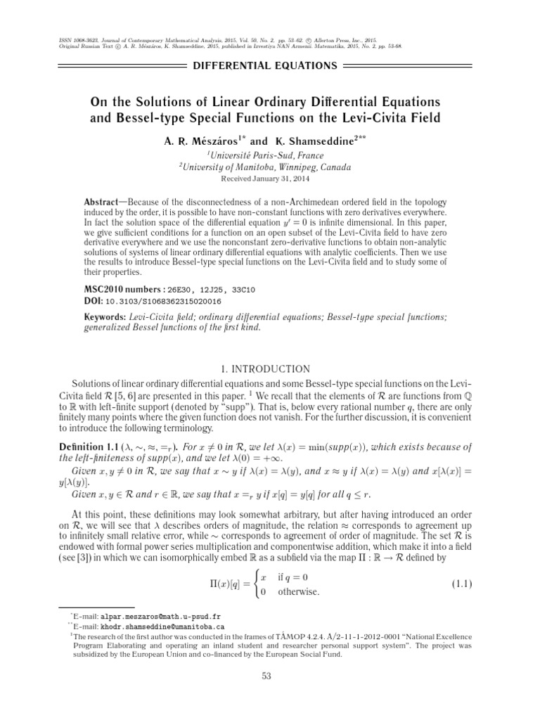 2015 ODE Bessel | PDF | Ordinary Differential Equation | Matrix ...
