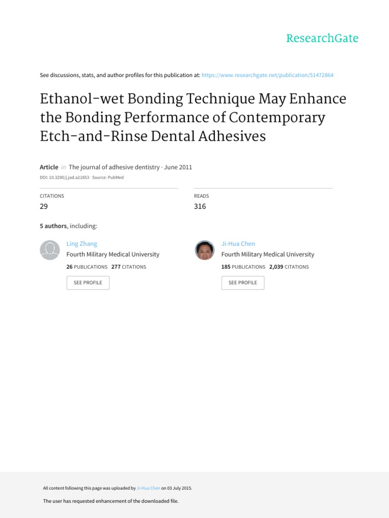 Ethanol-wet bonding technique may enhance the bonding performance of ...