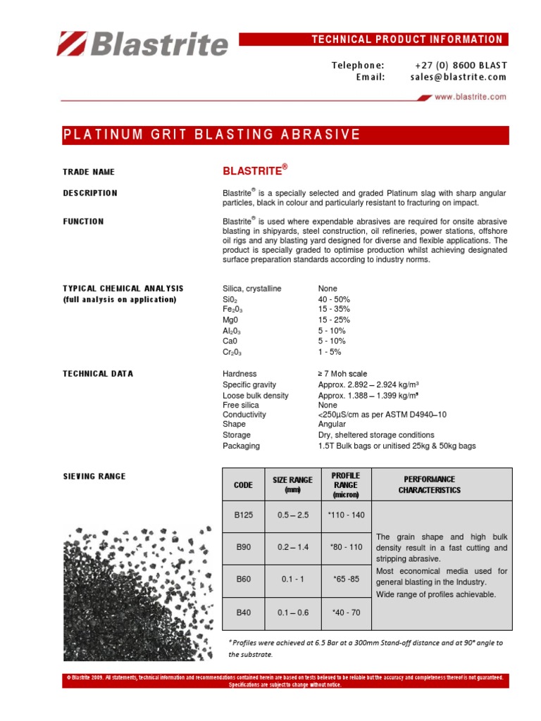 Blastrite Product ID Sheet Rev7 | PDF | Abrasive | Industries