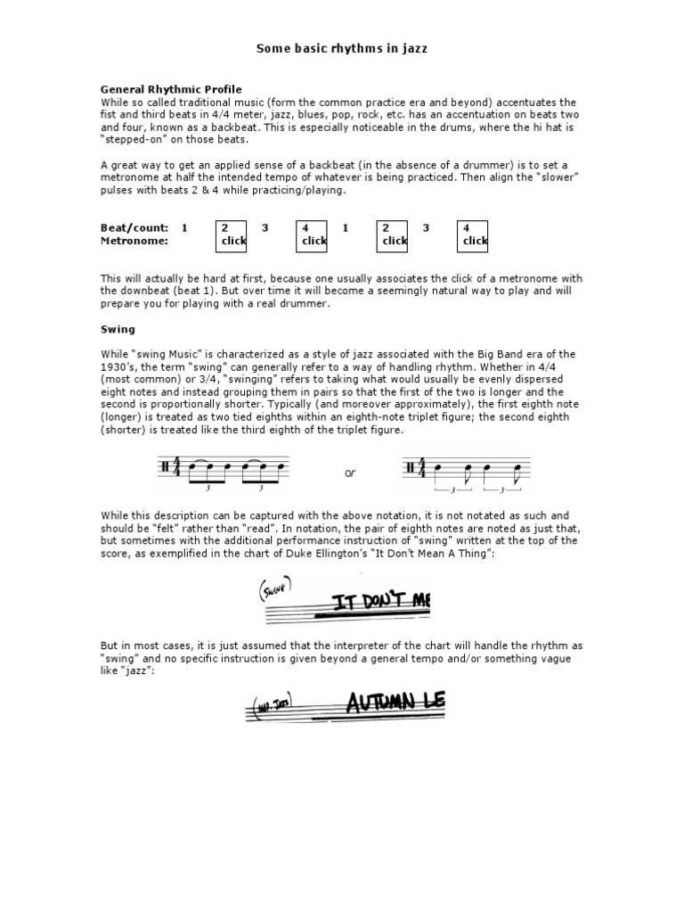 General Rhythmic Profile: Some Basic Rhythms in Jazz | PDF | Rhythm ...