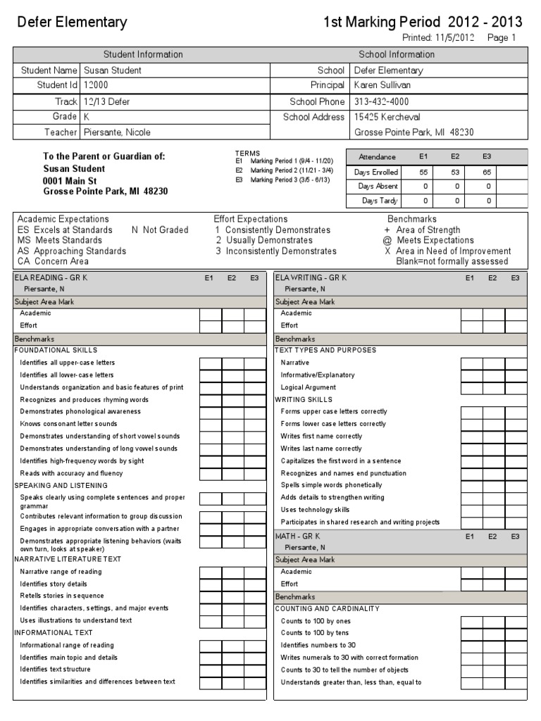 Kindergarten Report Card | PDF | Letter Case | Narrative
