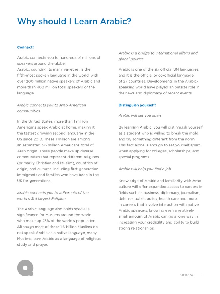Why Should I Learn Arabic | PDF | Arabic | Multiculturalism