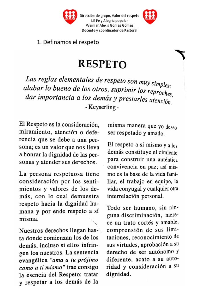 Valor Del Respeto Pdf Pdf Religión Y Creencia